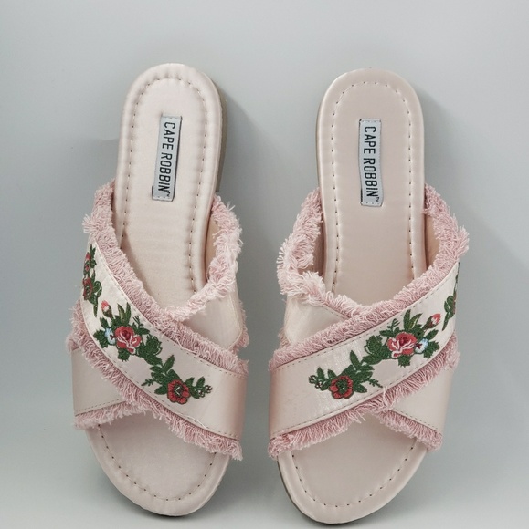Cape Robbin | Shoes | Cape Robbin Satin Floral Fringe Detail Sandal ...